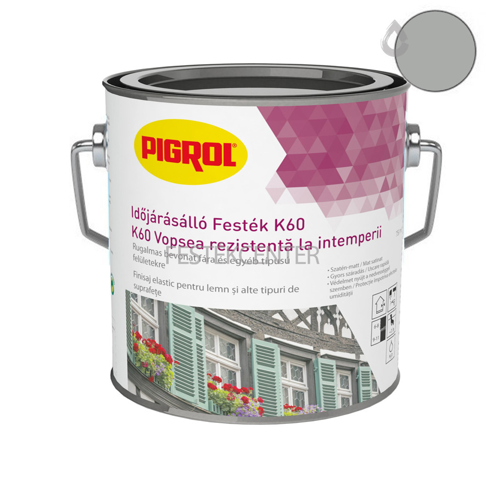 Pigrol K60 Időjárásálló festék - ezüstszürke - 2,5 l - Festékcenter.hu